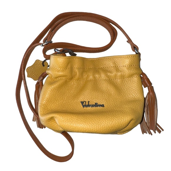 Valentina | Bags | Valentina Made In Italy Leather Mini Pouch Mustard ...